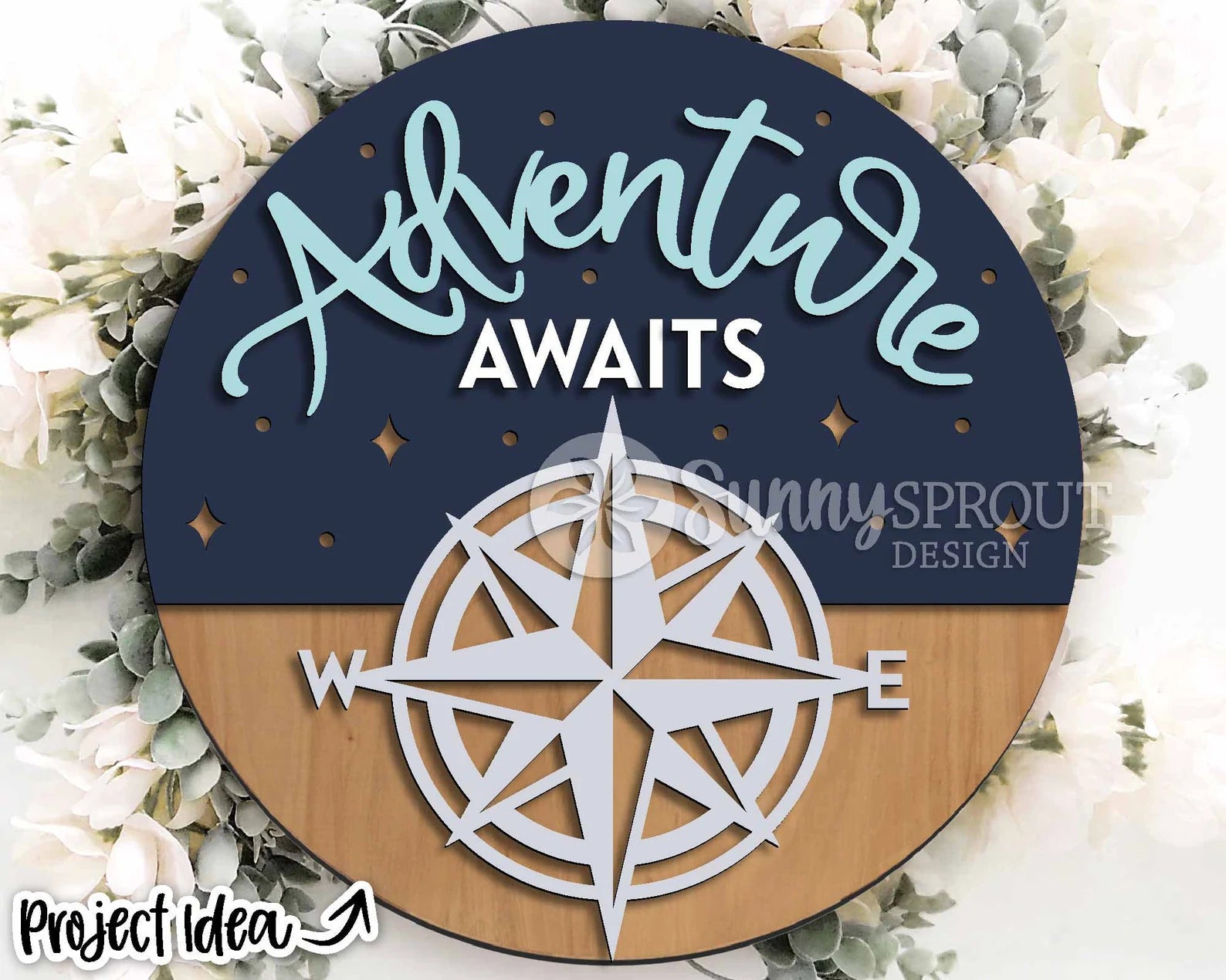 Adventure Awaits Round Sign – Lakes Area Custom