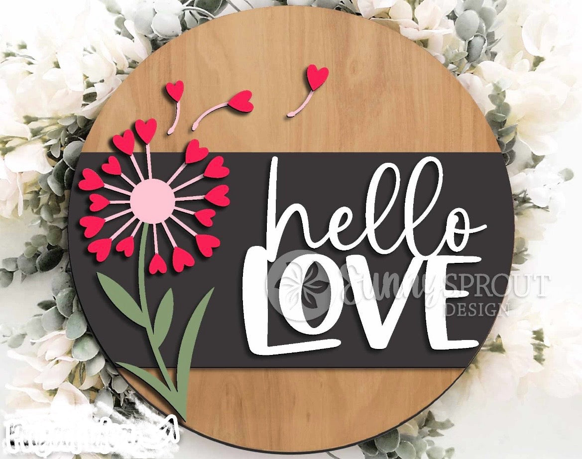 Hello Love Round Sign – Lakes Area Custom