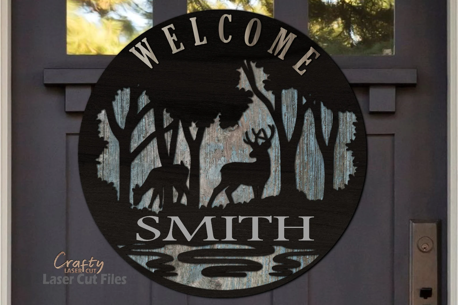 Welcome Deer Round Sign – Lakes Area Custom